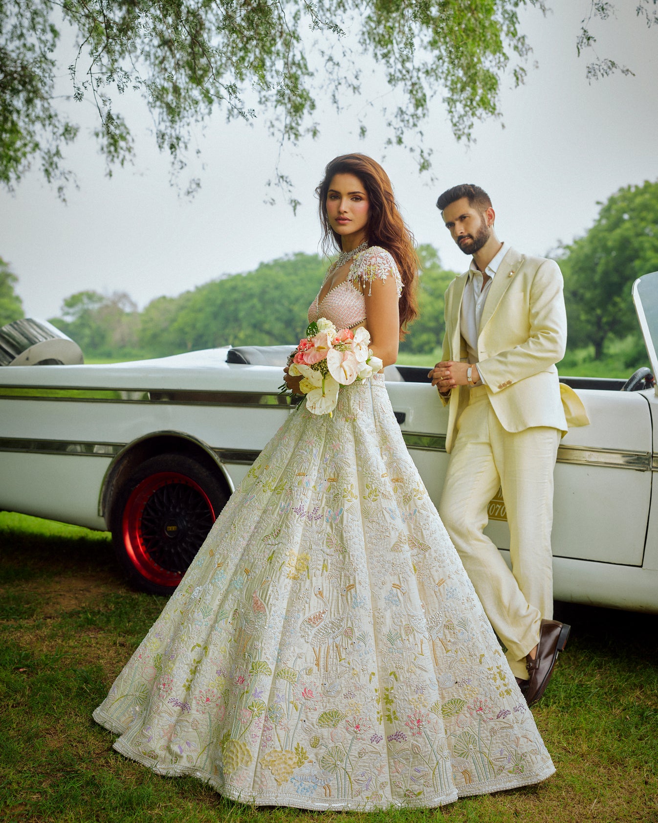 Shop Whispers of the Lake Ivory Bridal Lehenga Online